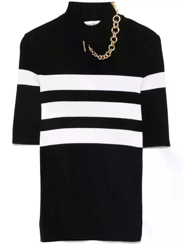 JEAN PAUL GAULTIER Striped Knitted T-shirt - Black