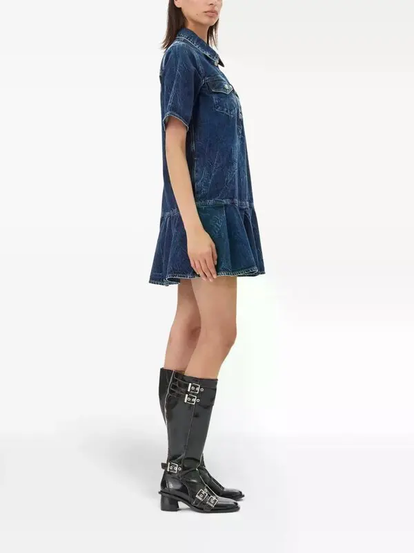GANNI Crinkled Denim Mini Dress