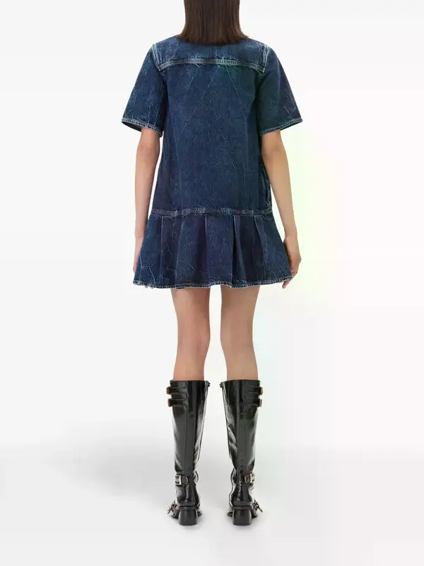 GANNI Crinkled Denim Mini Dress