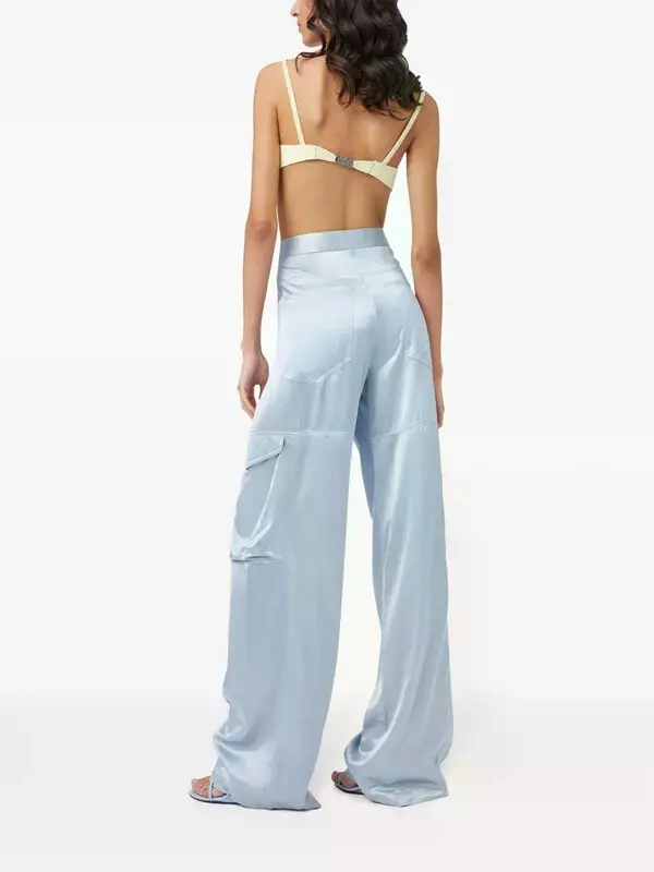 Gcds High-waisted Satin Cargo Trousers