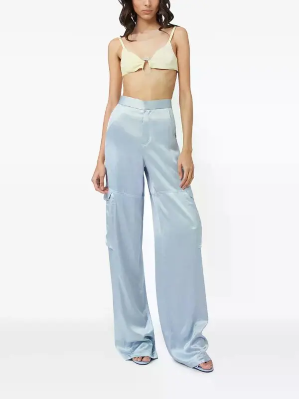 Gcds High-waisted Satin Cargo Trousers