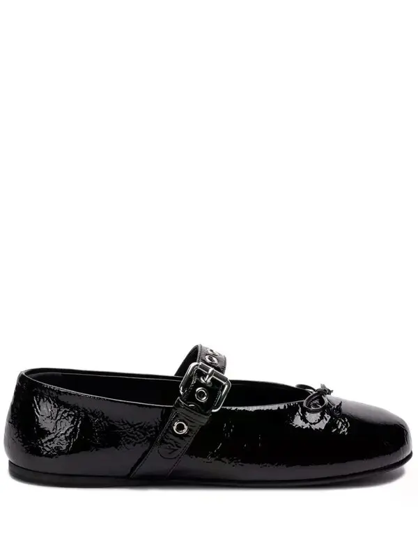 Miu Miu Leather Ballerina Shoes - Black