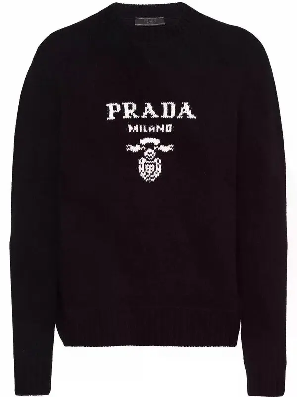 Prada Logo Intarsia Wool-cashmere Sweater