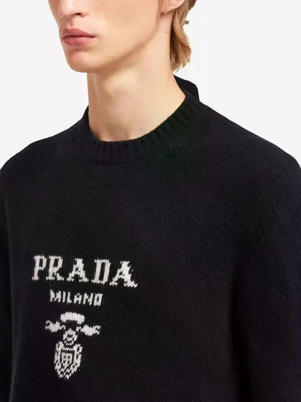Prada Logo Intarsia Wool-cashmere Sweater