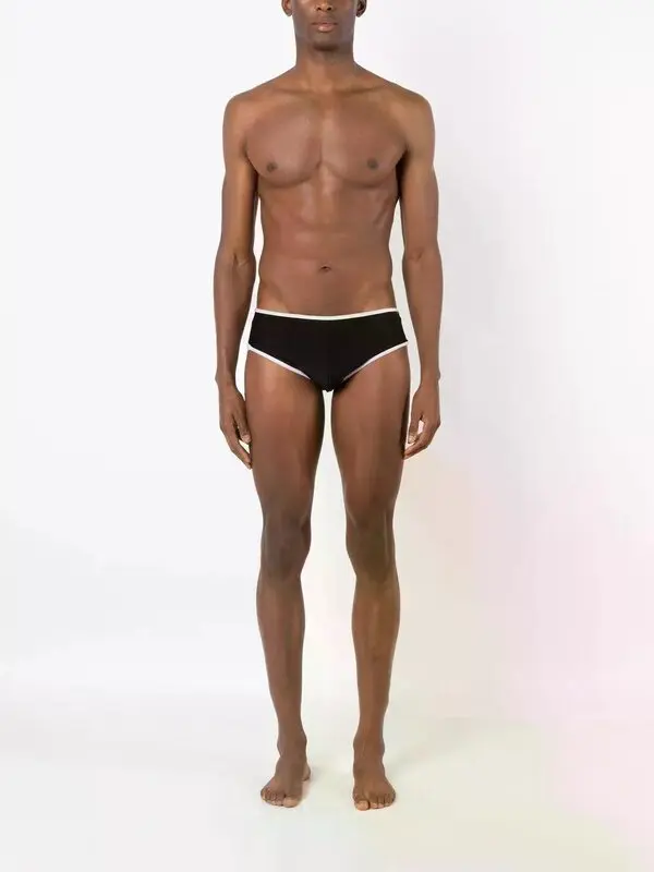 AMIR SLAMA Contrasting-trim Swimming Trunk - Black