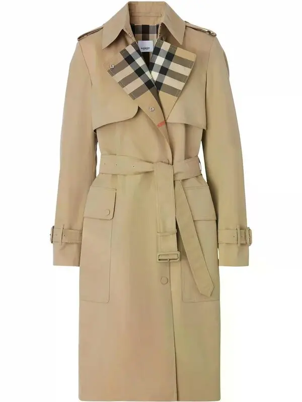 Burberry Check Lapel Trench Coat