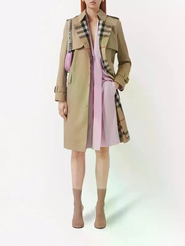 Burberry Check Lapel Trench Coat