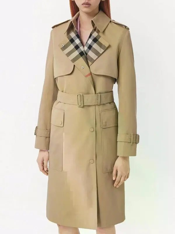 Burberry Check Lapel Trench Coat