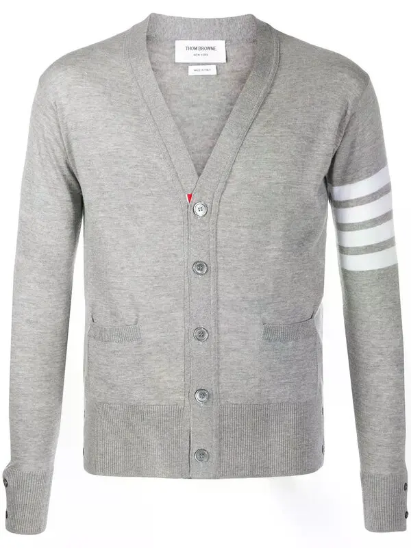 Thom Browne 4-bar V-neck Merino Wool Cardigan