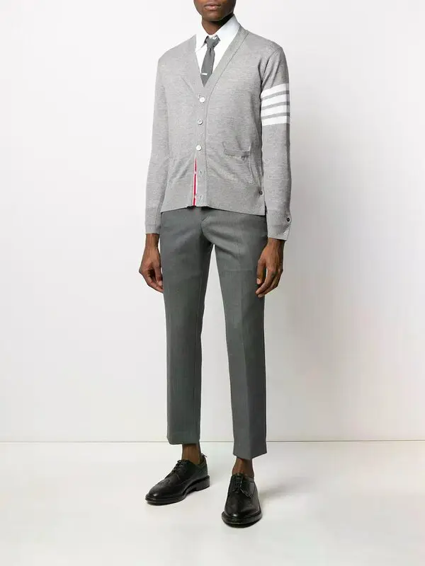 Thom Browne 4-bar V-neck Merino Wool Cardigan