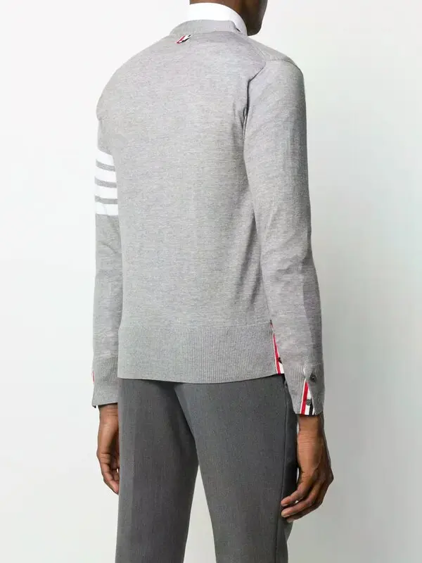 Thom Browne 4-bar V-neck Merino Wool Cardigan