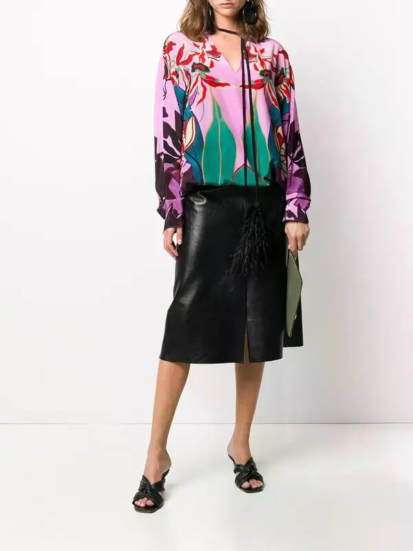 Valentino Garavani Floral Ramage Blouse With Feather Embellishment - Pink