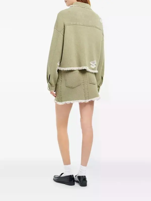 BARRIE Fringed Denim Jacket - Green