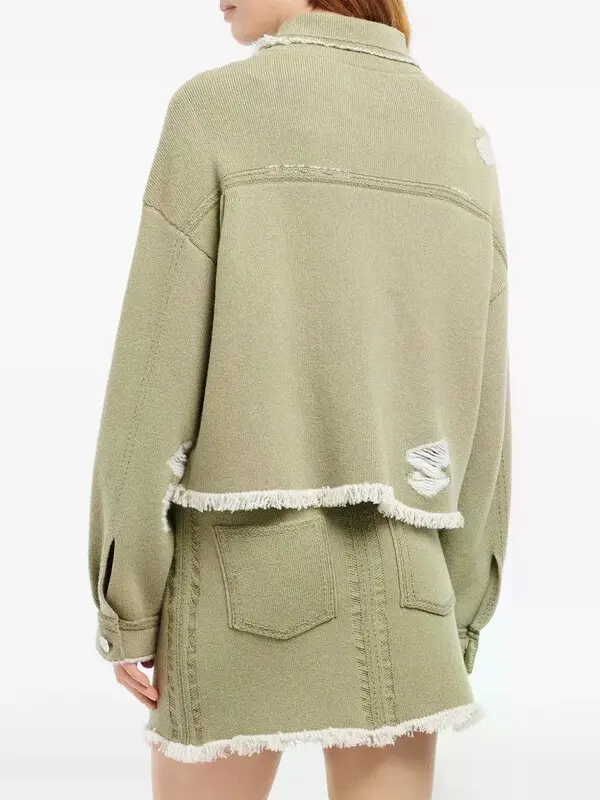 BARRIE Fringed Denim Jacket - Green