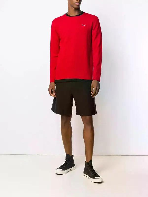Play Comme Des Garcon Appliqué Heart Sweater - Red