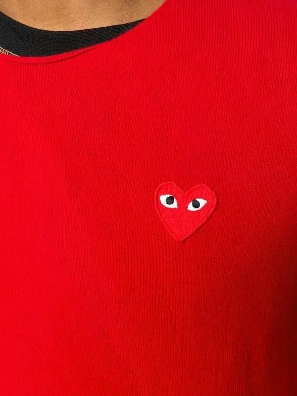 Play Comme Des Garcon Appliqué Heart Sweater - Red