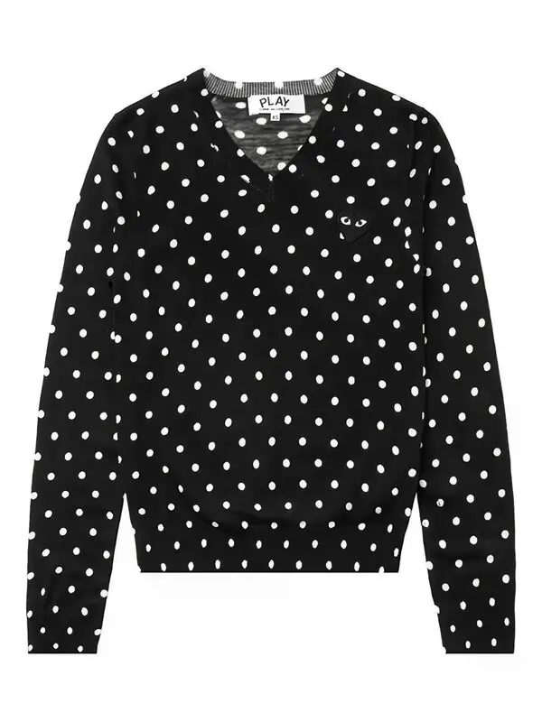 Play Comme Des Garcon Polka-dot Knitted Sweater - Black