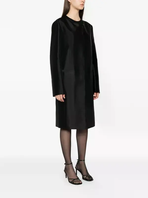 TOTEME Collarless Silk Coat - Black