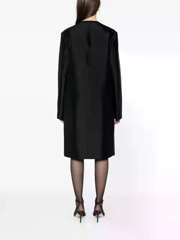 TOTEME Collarless Silk Coat - Black