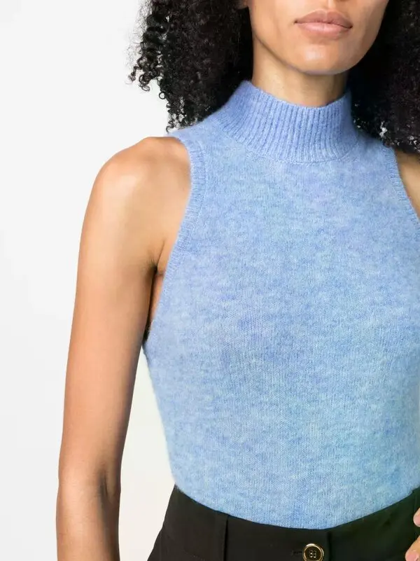 PATOU Mock-neck Knitted Top - Blue