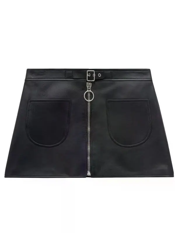 COURREGES Zip-up Leather Miniskirt - Black