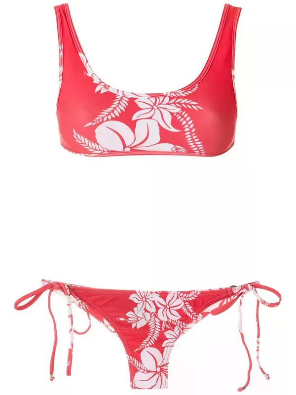 AMIR SLAMA Floral-print Bikini Set - Red