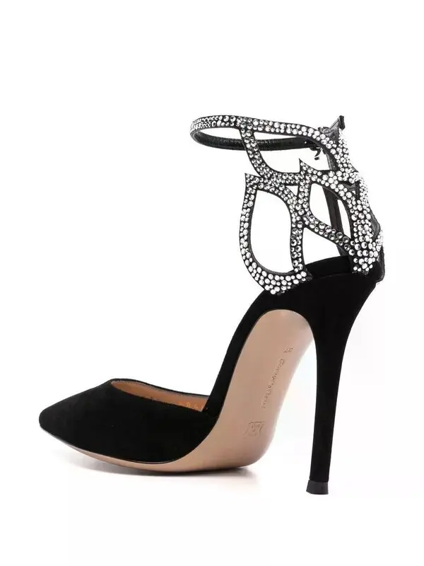GIANVITO ROSSI Crystal Fleur 105mm Suede Pumps