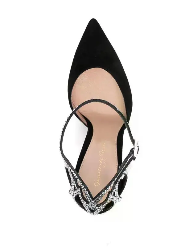 GIANVITO ROSSI Crystal Fleur 105mm Suede Pumps