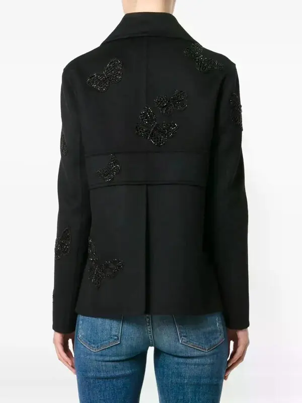 Valentino Garavani Butterfly-embroidered Double-breasted Coat