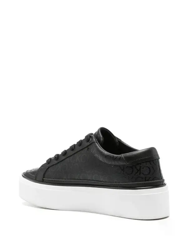 Calvin Klein Monogram-print Flatform Sneakers - Black