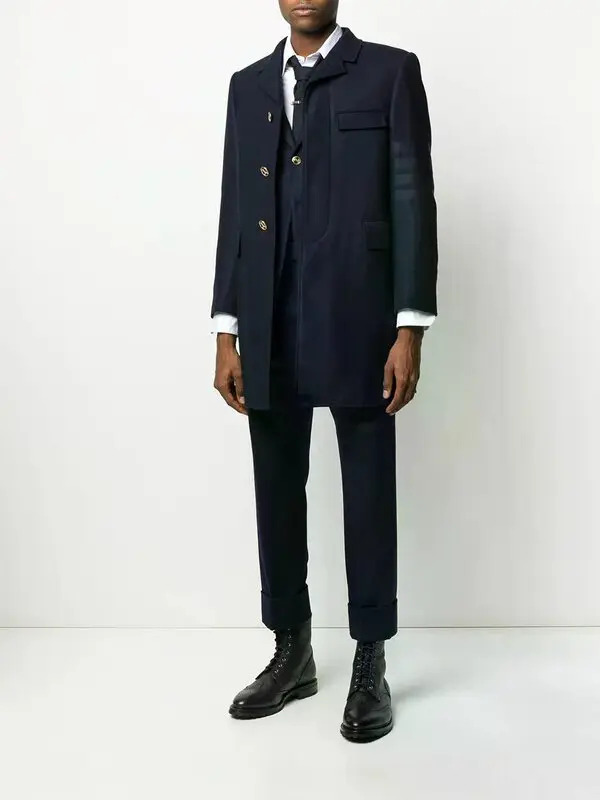 Thom Browne Tonal 4-bar Flannel Trousers - Blue