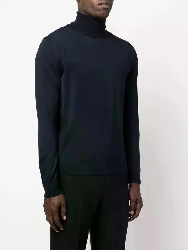 ROBERTO COLLINA Wool Roll-neck Jumper - Blue