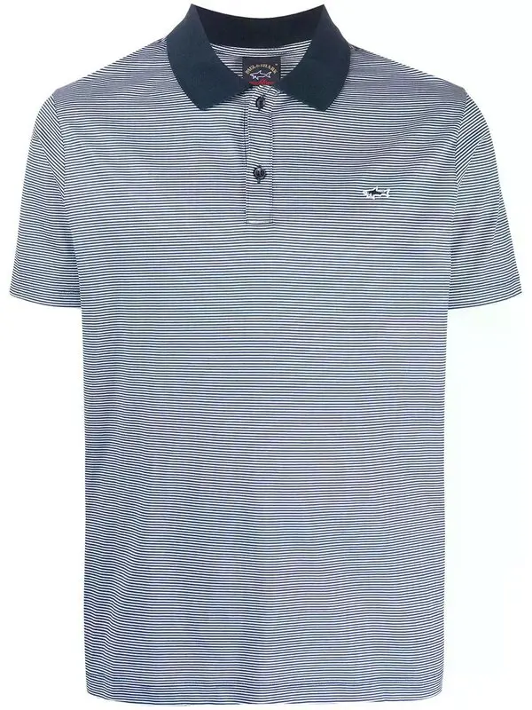 Paul & Shark Logo-patch Stripe-print Polo Shirt