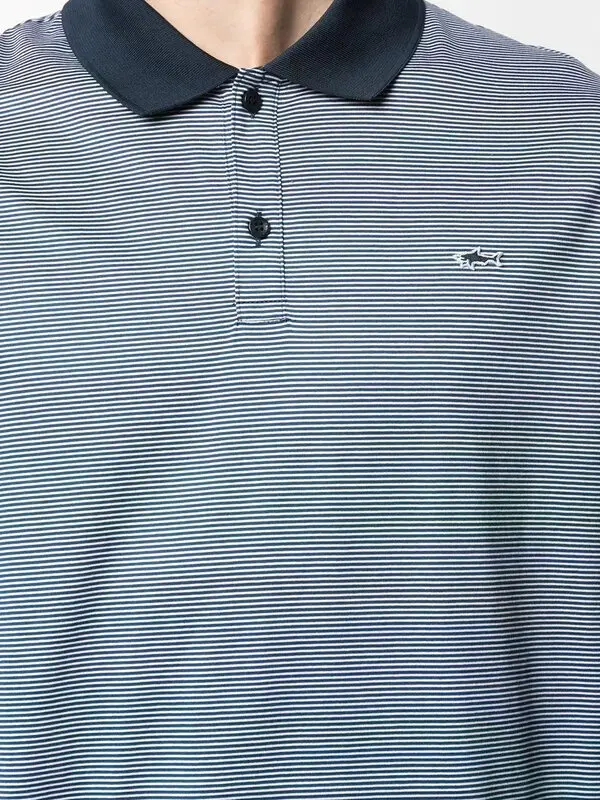 Paul & Shark Logo-patch Stripe-print Polo Shirt