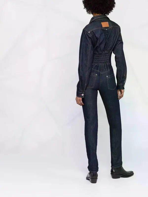 Philipp Plein Slim-cut Denim Jumpsuit With Embroidered Logo