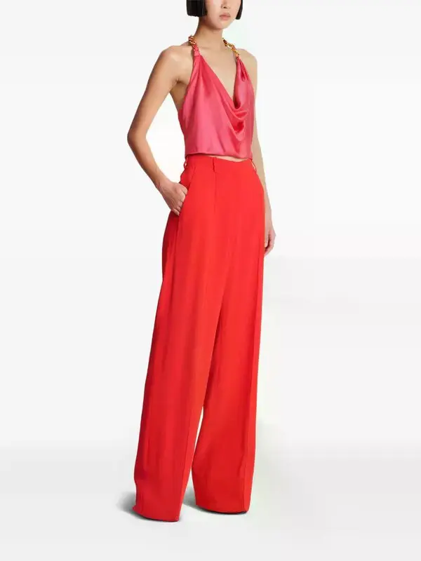 Balmain Sleeveless Silk-crepe Top With Chain Strap