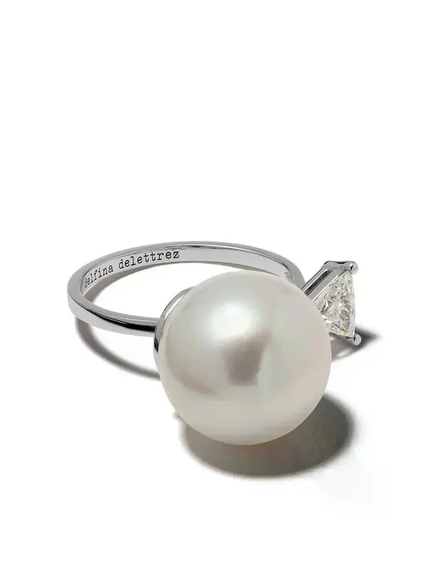 Delfina Delettrez 18kt White Gold Pearl And Diamond Ring - Silver