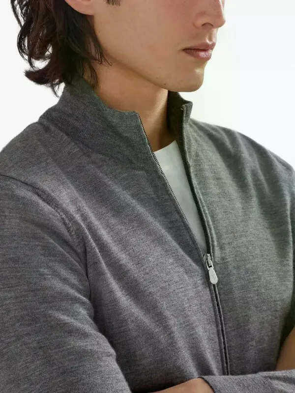Brunello Cucinelli Zip-up Knit Cardigan - Grey