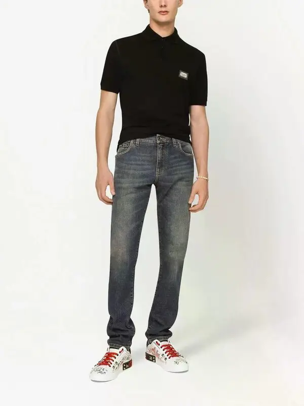 Dolce & Gabbana Logo-tag Piqué Polo Shirt