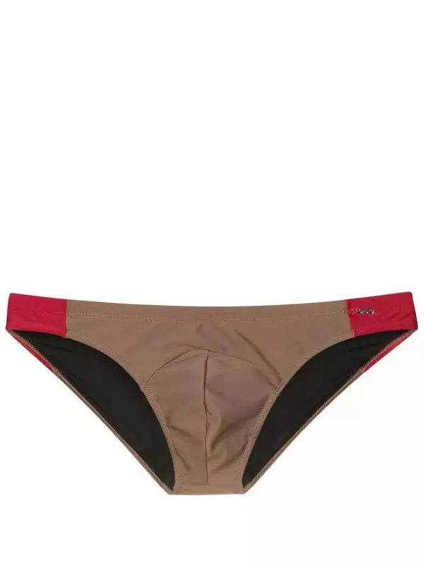 AMIR SLAMA Low-rise Two-tone Swim Briefs - Brown