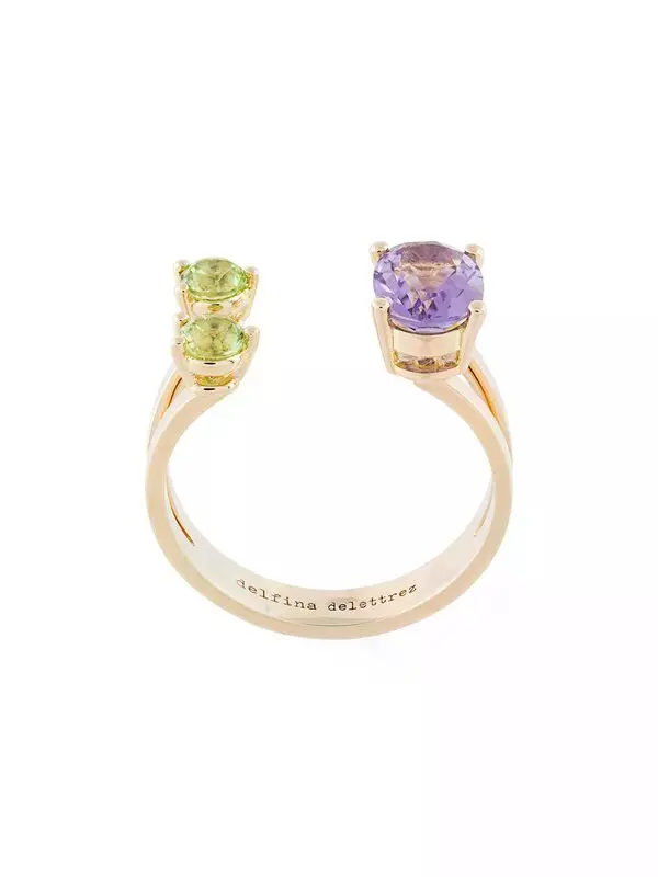 Delfina Delettrez 18kt Yellow Gold Ring With Amethyst And Peridot - Metallic