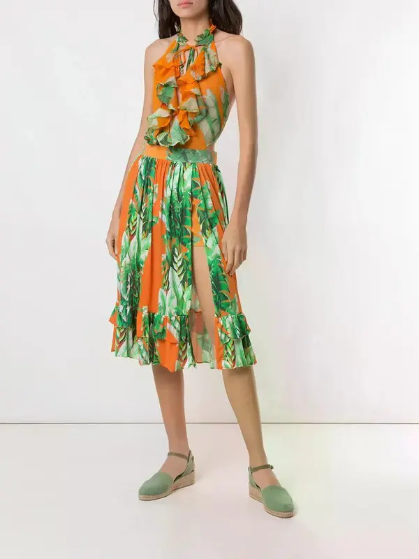 AMIR SLAMA Printed Ruffle Skirt