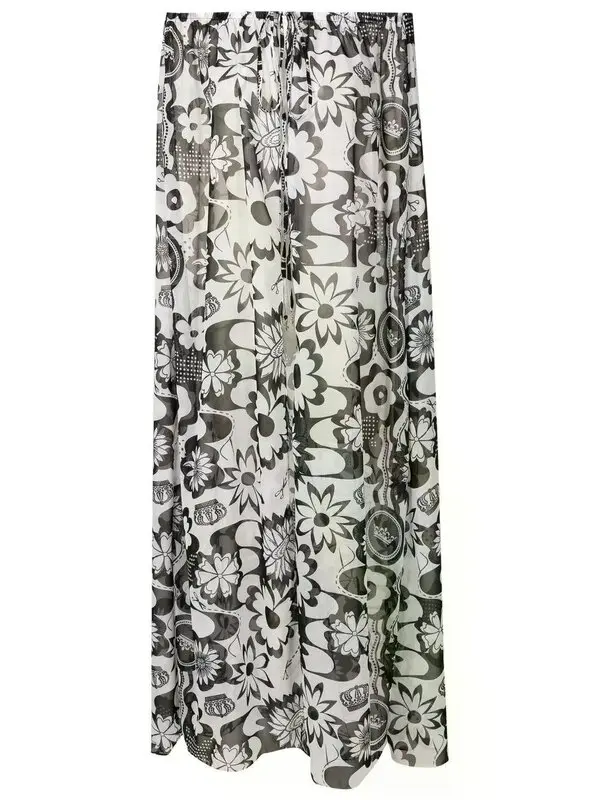 AMIR SLAMA Floral-print Maxi Beach Dress - White