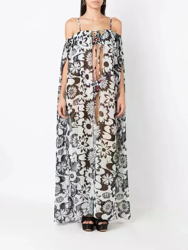AMIR SLAMA Floral-print Maxi Beach Dress