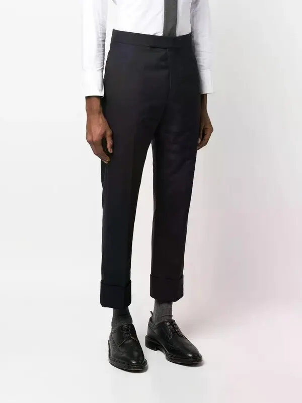 Thom Browne Cropped 4-bar Stripe Wool Trousers - Blue