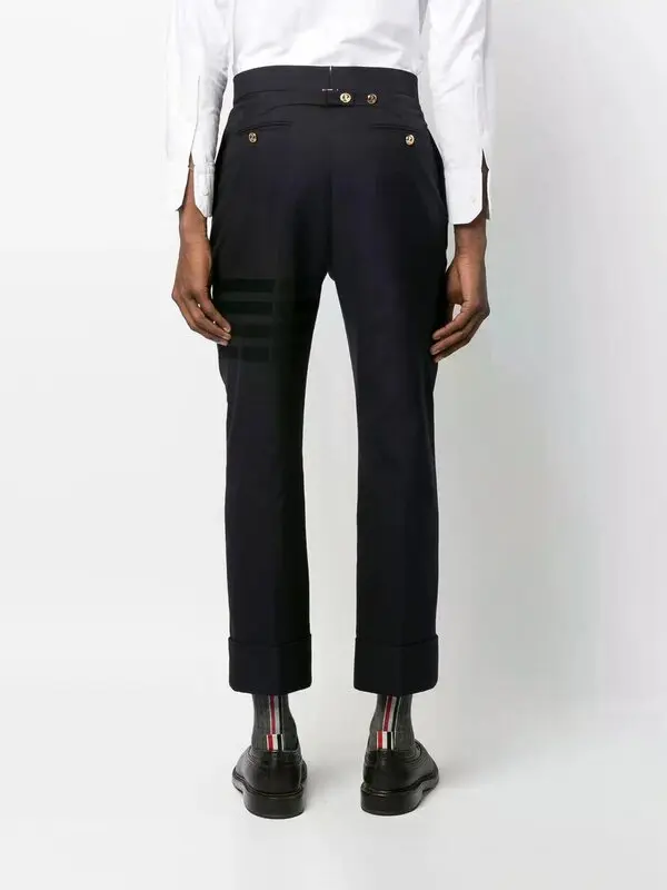 Thom Browne Cropped 4-bar Stripe Wool Trousers - Blue