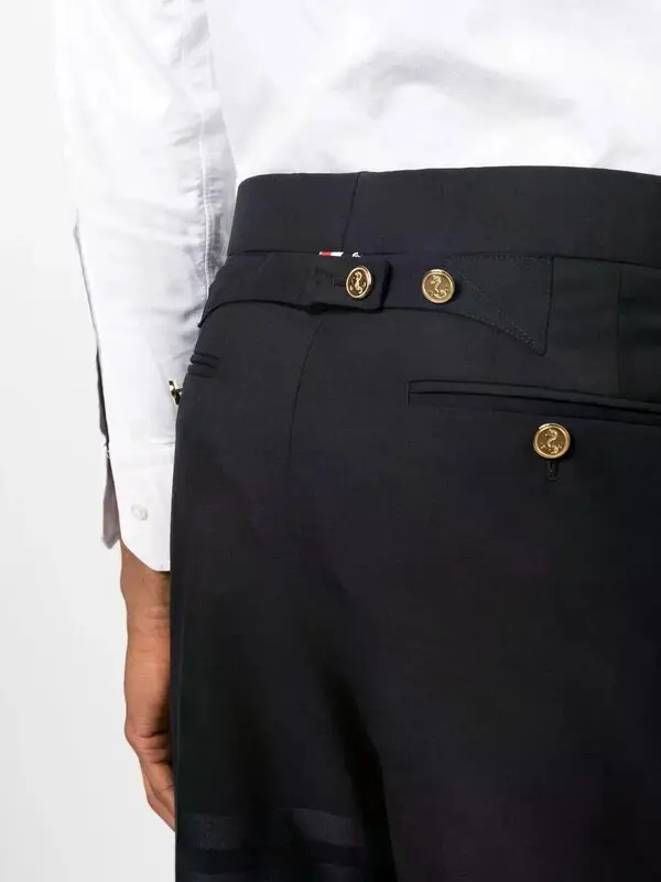Thom Browne Cropped 4-bar Stripe Wool Trousers - Blue