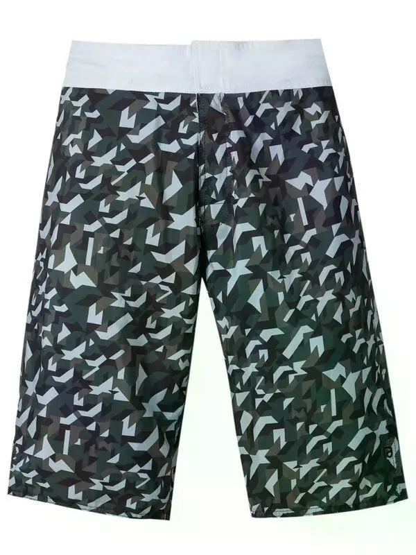 AMIR SLAMA Geometric-print Swim Shorts - Green