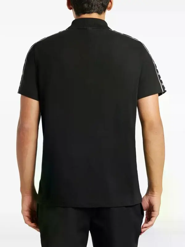 Lacoste Logo-embroidered Side-stripe Polo Shirt - Black