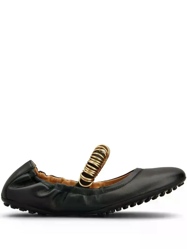 TOD'S Ballerina Shoes With Ring Detail - Black